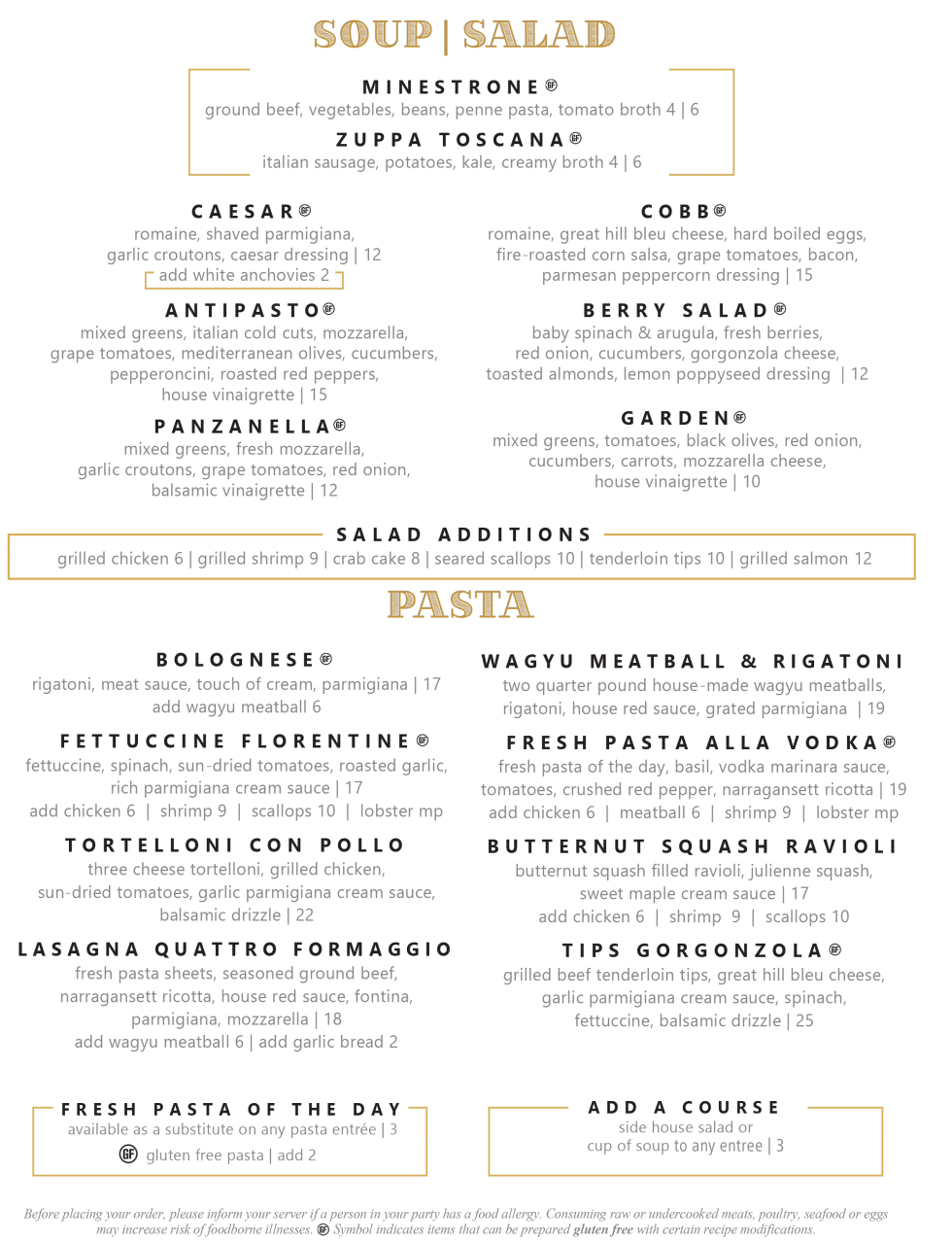 Dinner Menu - Bocca Fairhaven