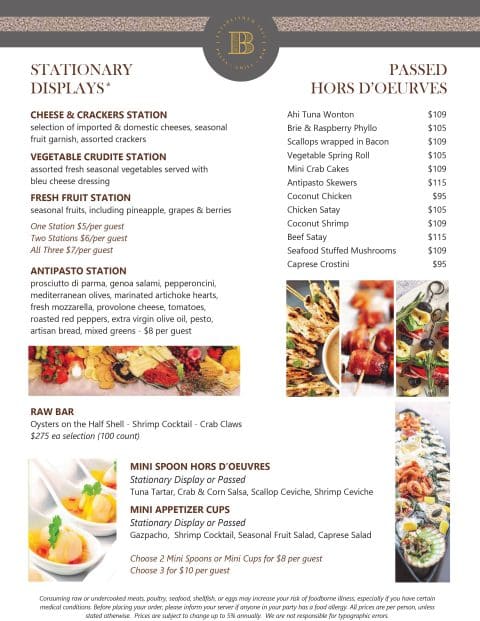 Functions Menu - Bocca Fairhaven