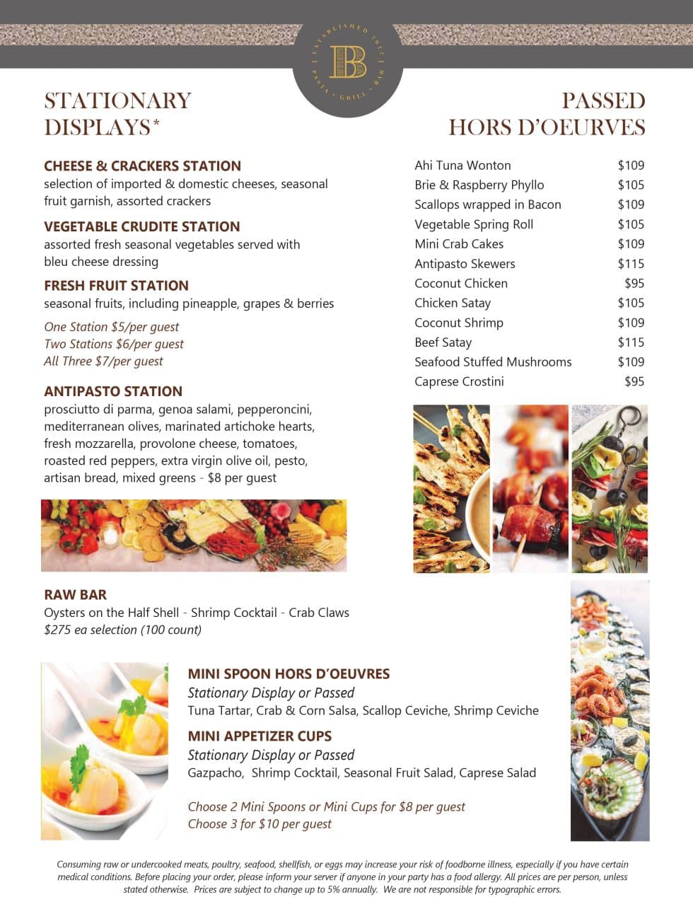 Functions Menu - Bocca Fairhaven