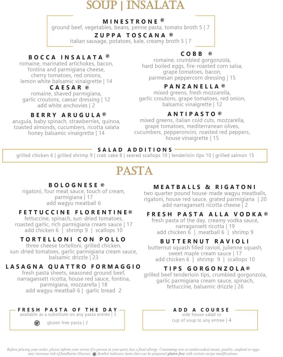 Dinner Menu - Bocca Fairhaven