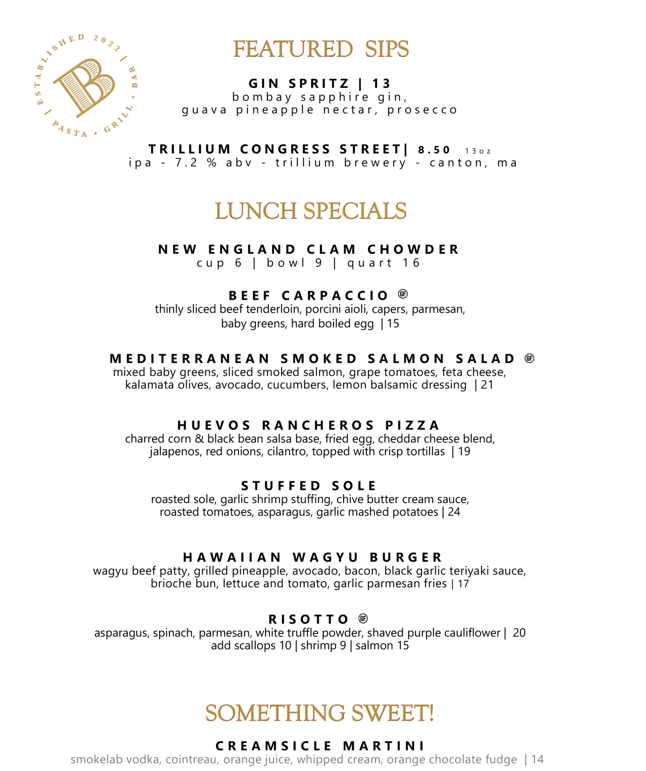 Chef's Specials - Bocca Fairhaven