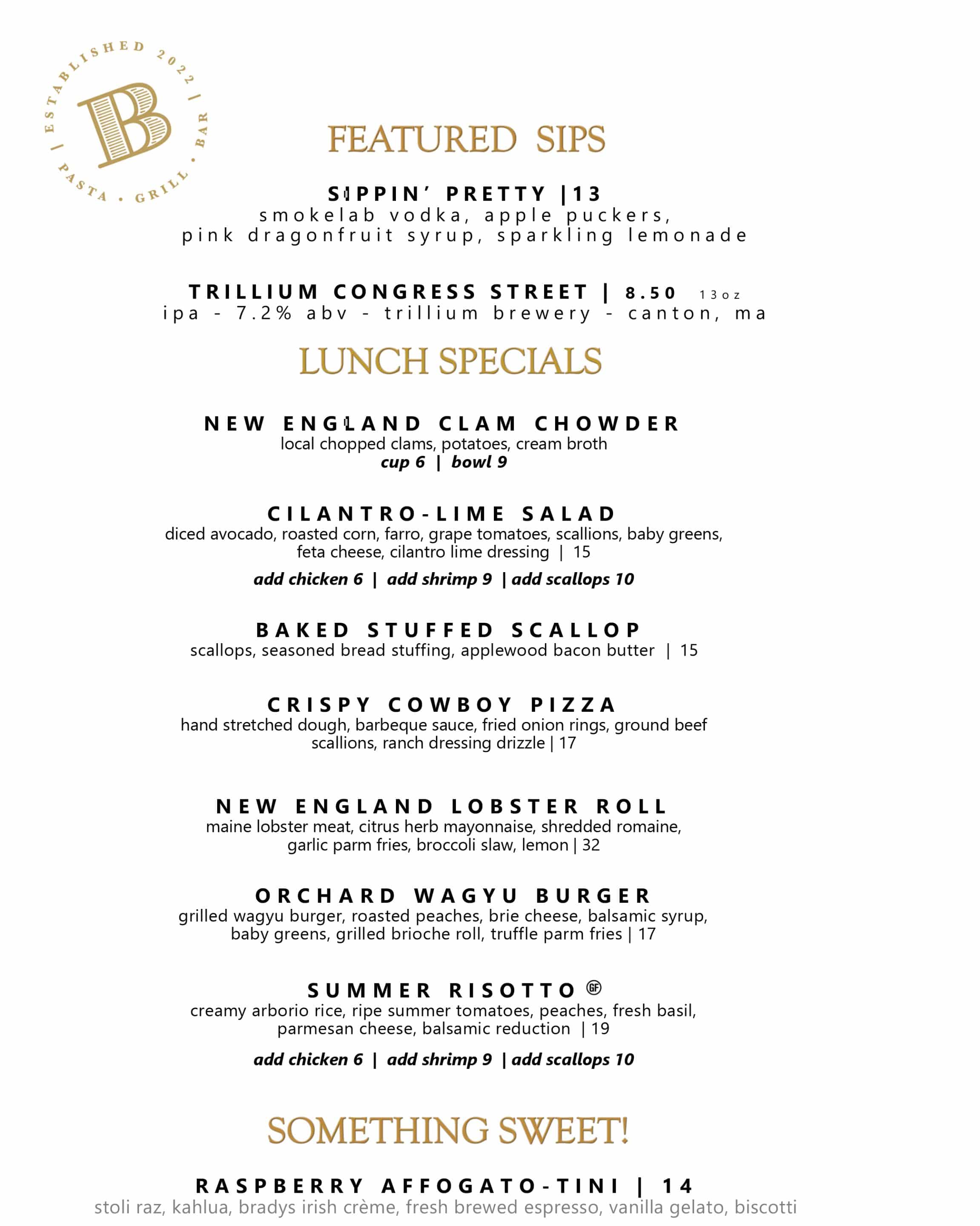 Chef's Specials - Bocca Fairhaven